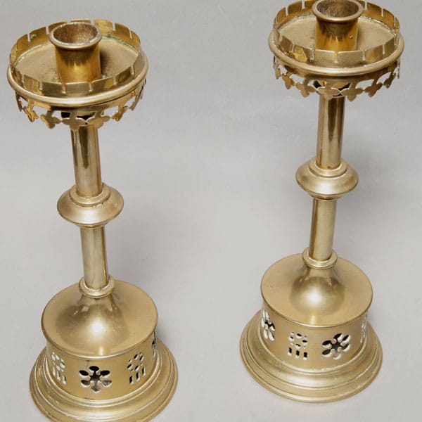 A Pair of Gothic Revival Brass Candlesticks - Paul Reeves